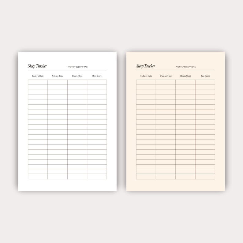 Sleep Tracker Template Fillable Template Sleep Tracker Printable, Sleep ...