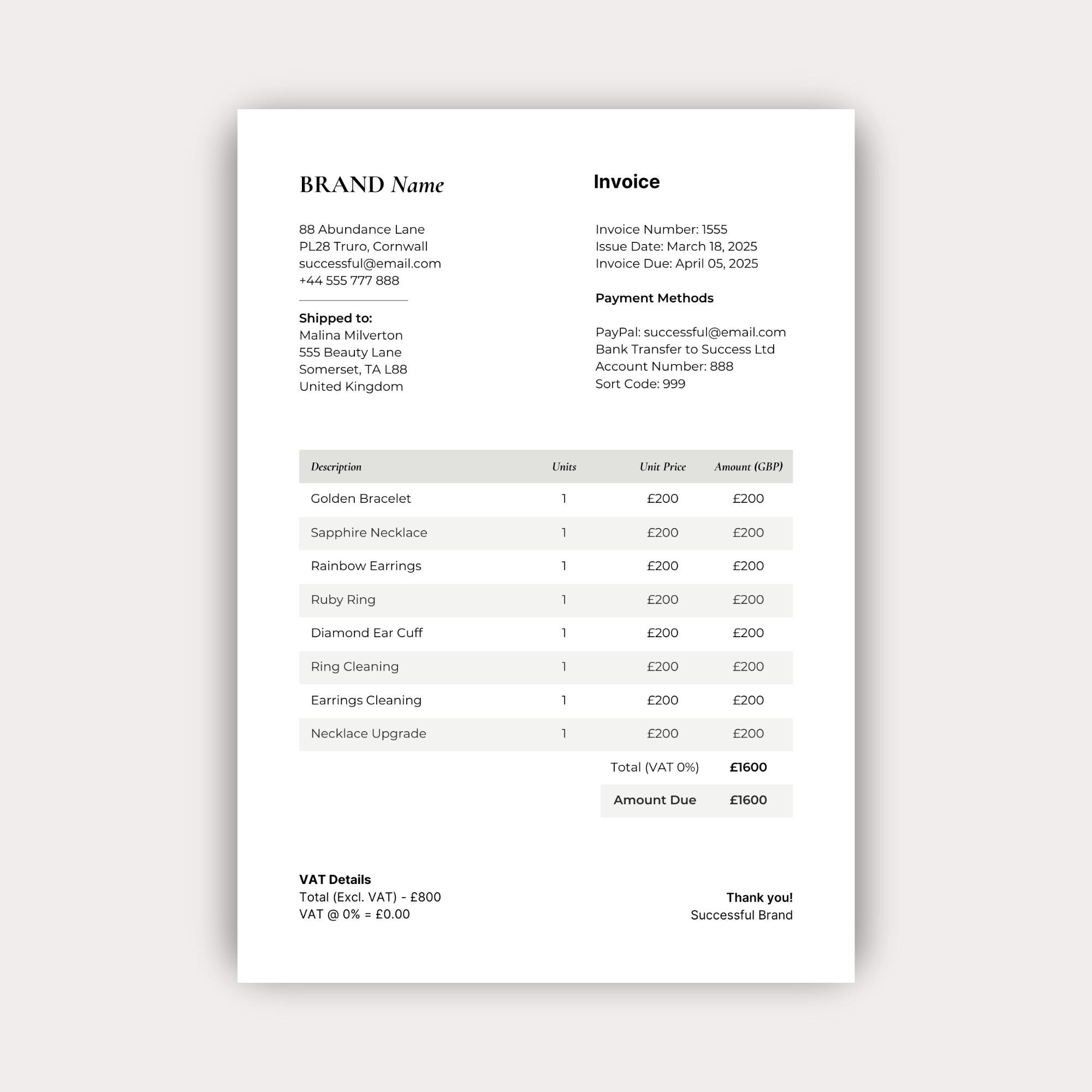 Rechnungsvorlage Canva Minimalistisch I Modern und Professionelle ...