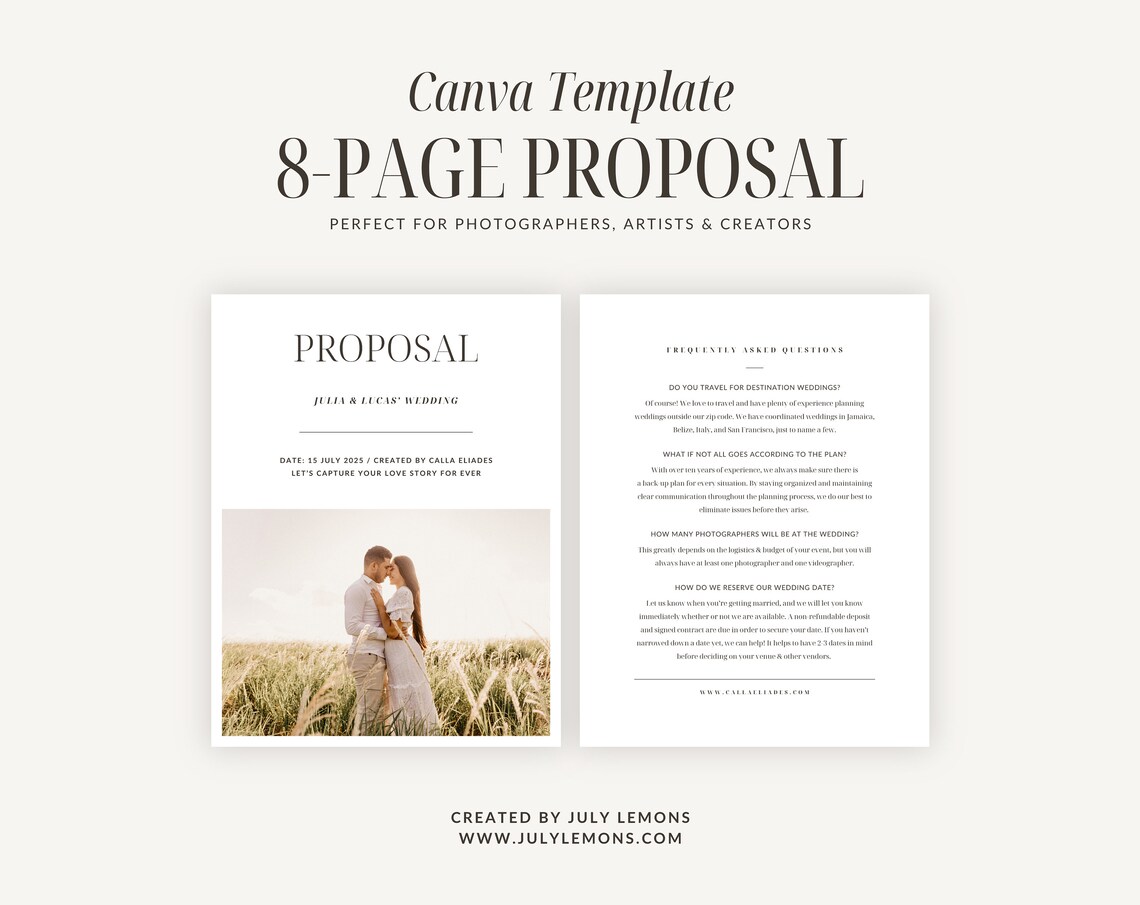 Minimal Photographer Proposal Template I Photography Proposal Canva I ...