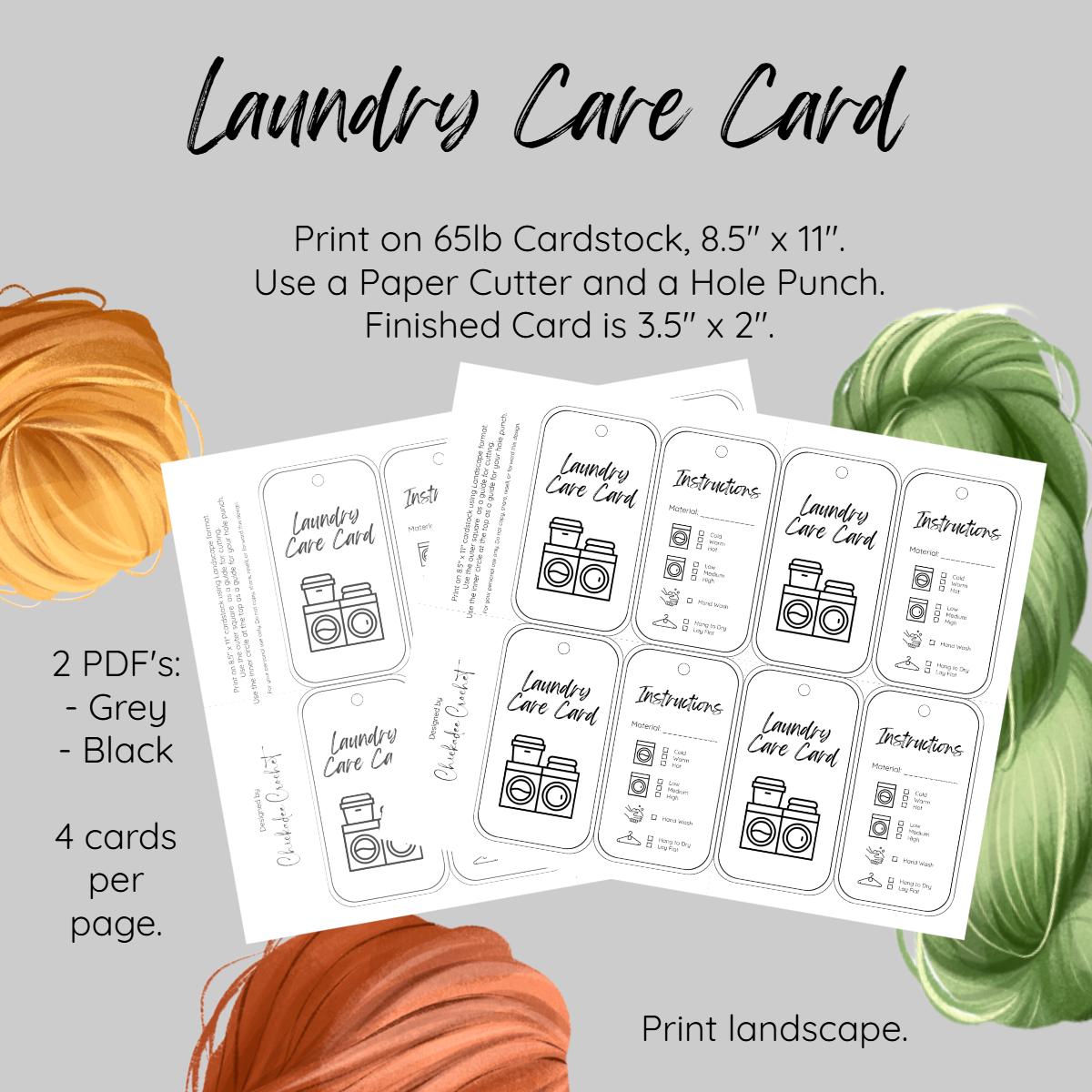 Laundry Care Cards for Handmade Crochet, Knitting, Quilting - Etsy