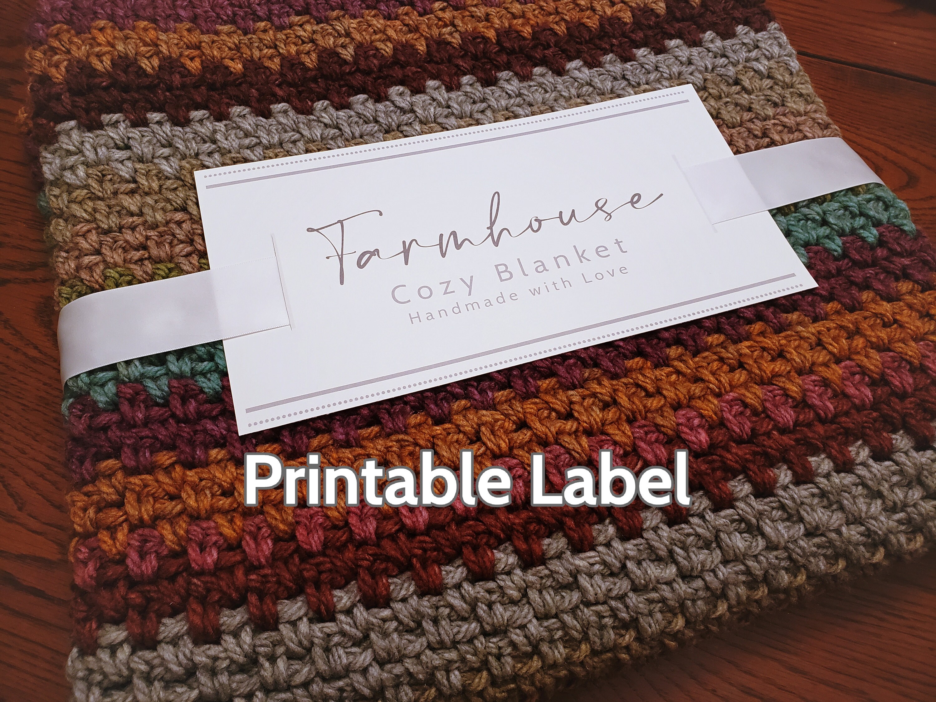 Farmhouse Cozy Blanket Label - Printable - Digital Download - Crochet ...