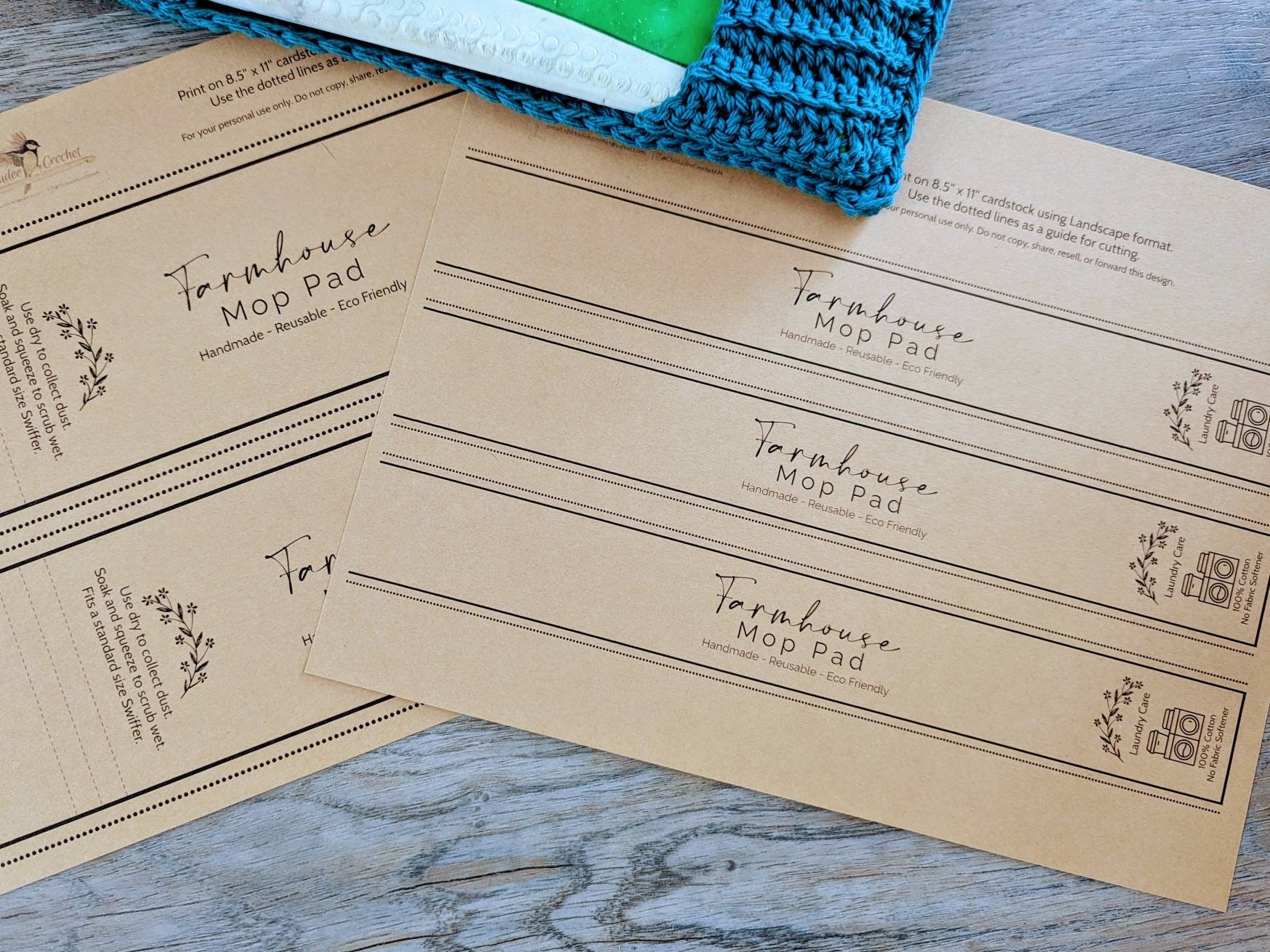 Bauernhaus Mop Pad Label - Printable - Digital Download - häkeln ...