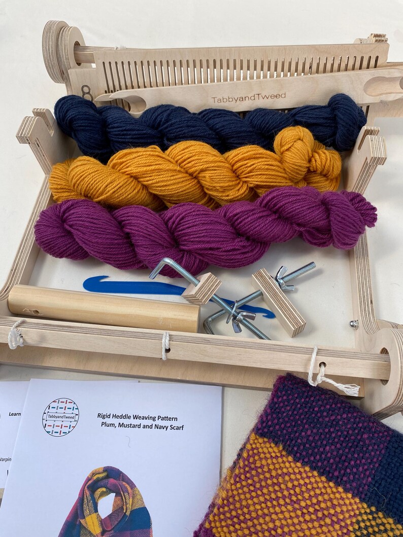 Rigid Heddle Loom Scarf Weaving Kit: British Wool Yarn, Beginner ...