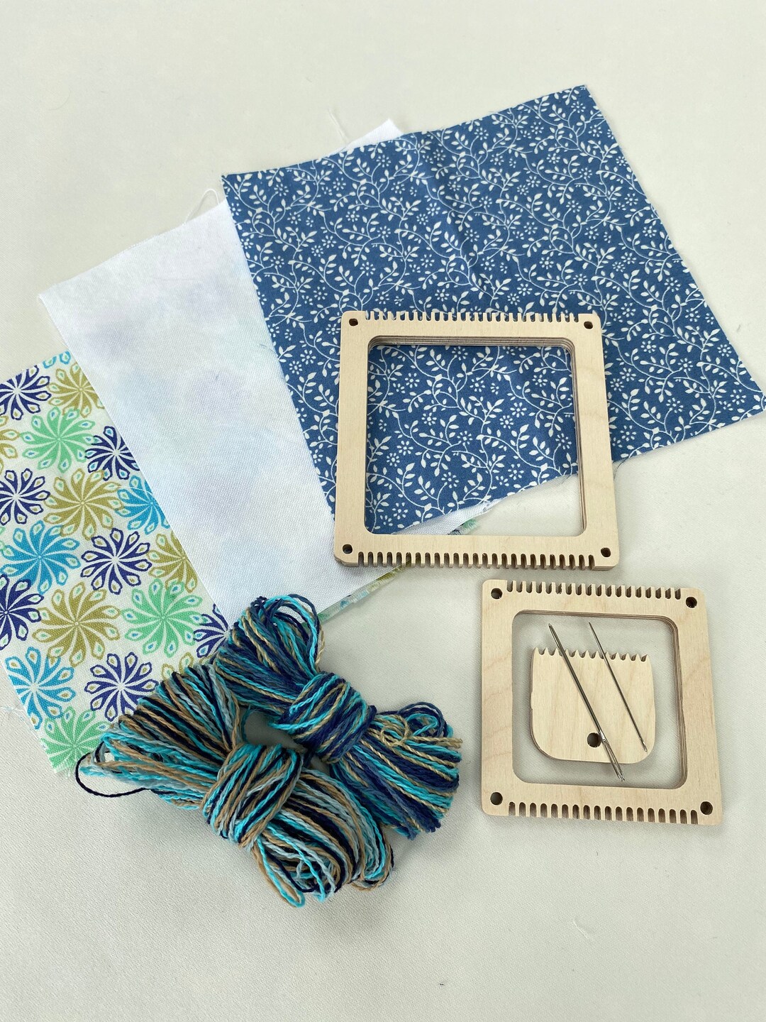 Weaving & Mending Kit: Mini Looms, Yarn, Fabric Patches - Etsy UK
