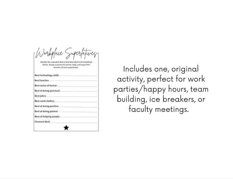 Work Superlatives Printable: Office Party Game (instant Download) - Etsy