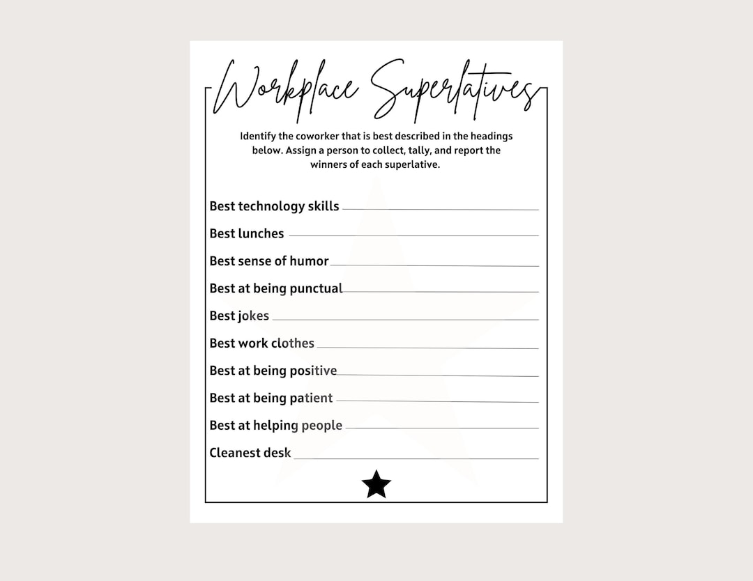 Work Superlatives Printable Instant Download I Work Party - Etsy