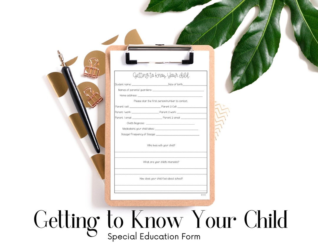Special Education Teacher Form: Student Questionnaire (instant Download ...