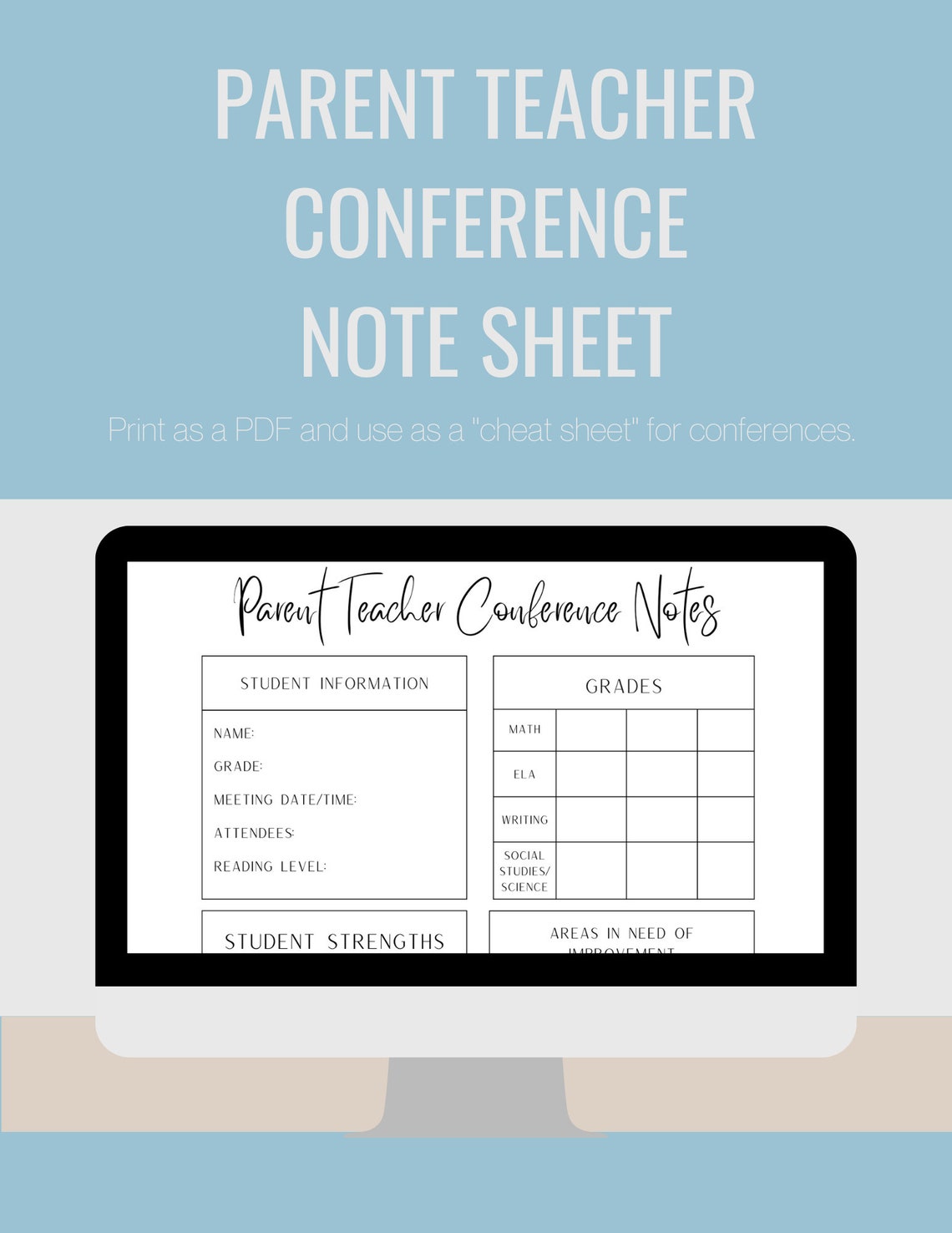 Parent Teacher Conference Printable Form Digital Print - Etsy