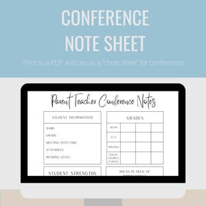 Parent Teacher Conference Printable Form Digital Print - Etsy