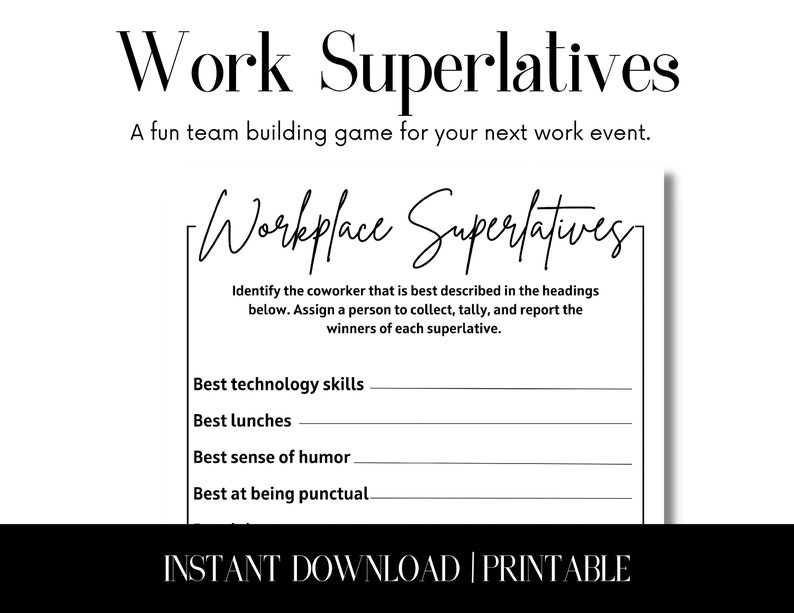 Work Superlatives Printable: Office Party Game (instant Download) - Etsy