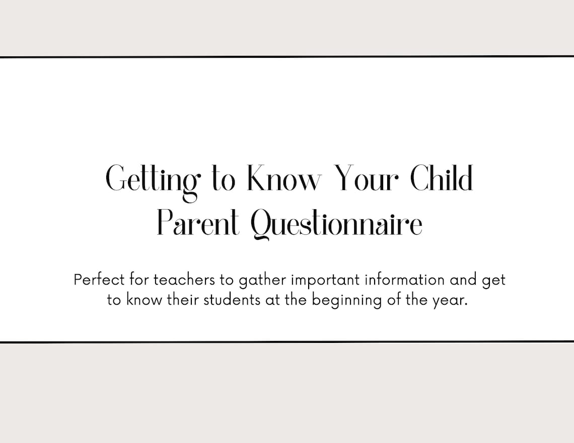 Parent Survey: Back to School Questionnaire for Teachers (PDF Printable ...