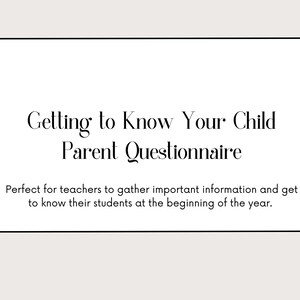 Parent Survey: Back to School Questionnaire for Teachers (PDF Printable ...