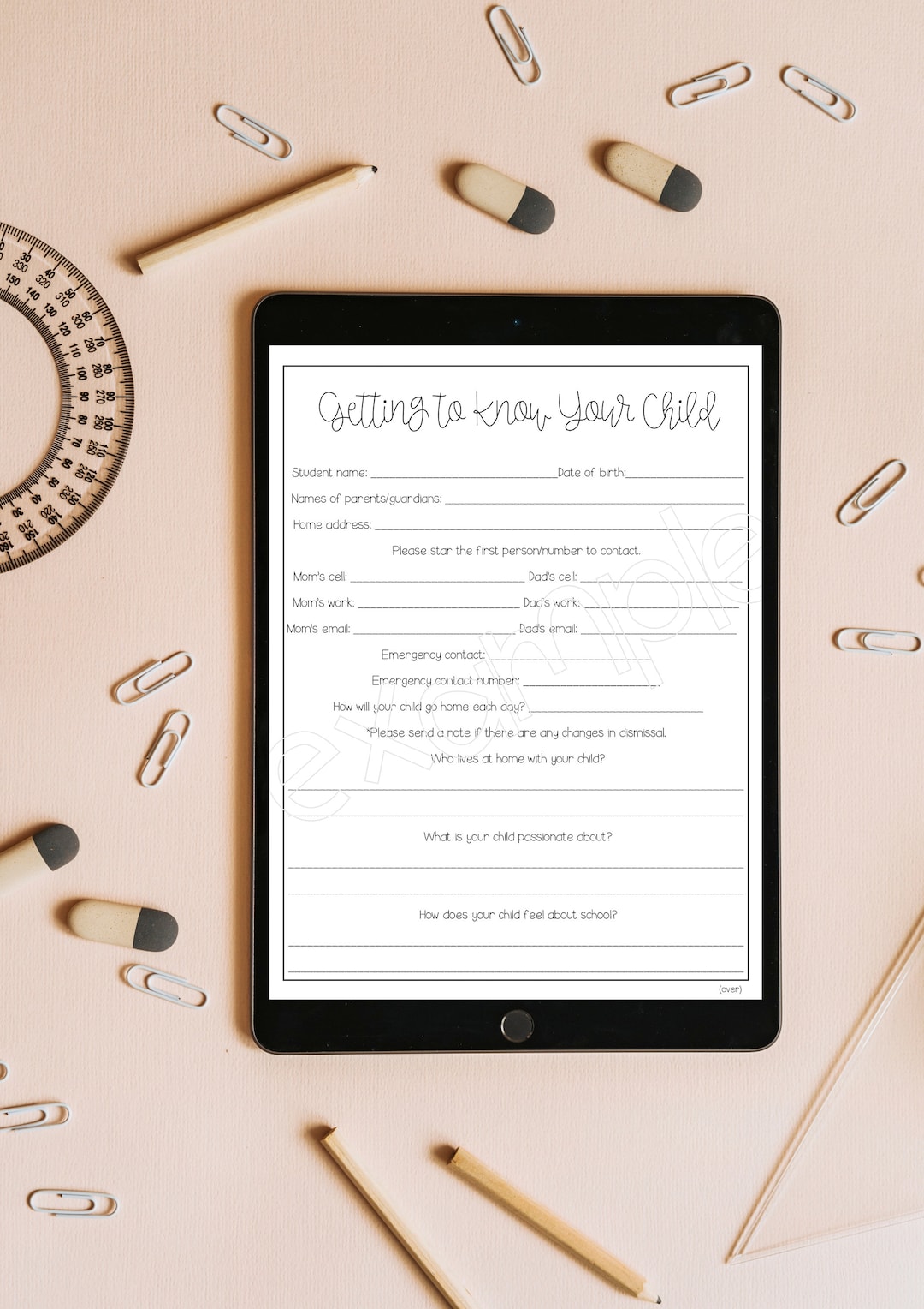 Parent Survey: Back to School Questionnaire for Teachers (PDF Printable ...