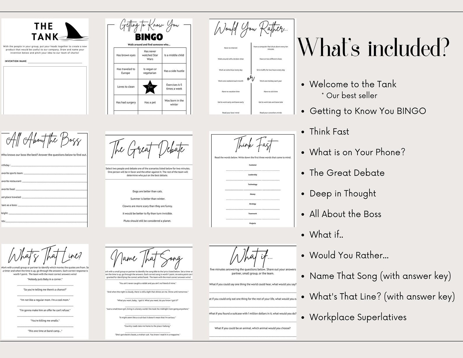 12 Unique Office Party Games Printable Bundle for Work Team Building ...