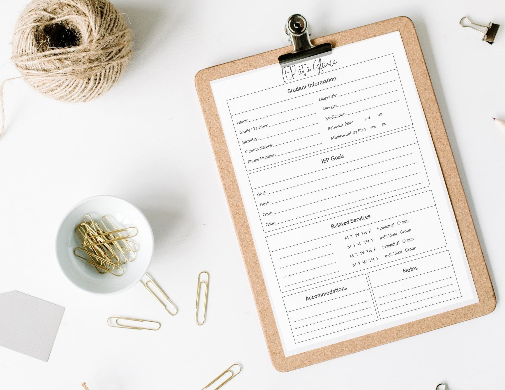 IEP At-a-glance Printable: Special Education IEP Snapshot (instant ...