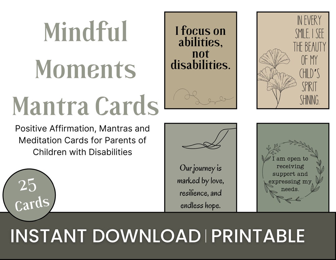Mindful Moments Cards for Parents of Children With Disabilities Special ...