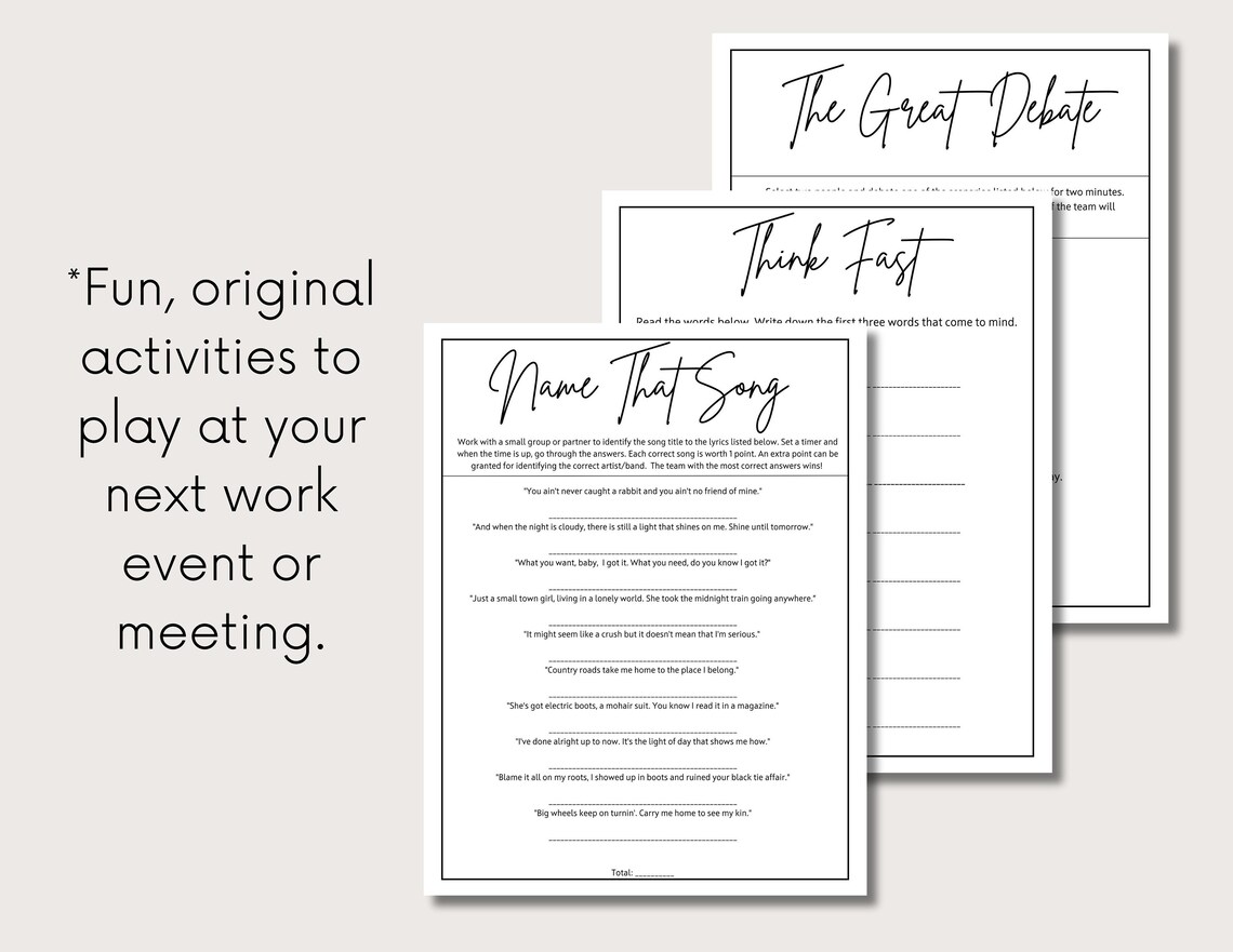 12 Unique Office Party Games Printable Bundle for Work Team Building ...