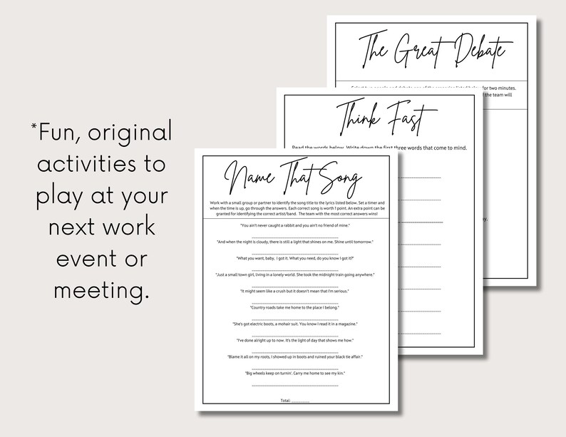 Office Party Games Printable Bundle: 12 Team Building Activities ...