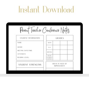 Parent Teacher Conference Printable Form for Teachers/ Special ...