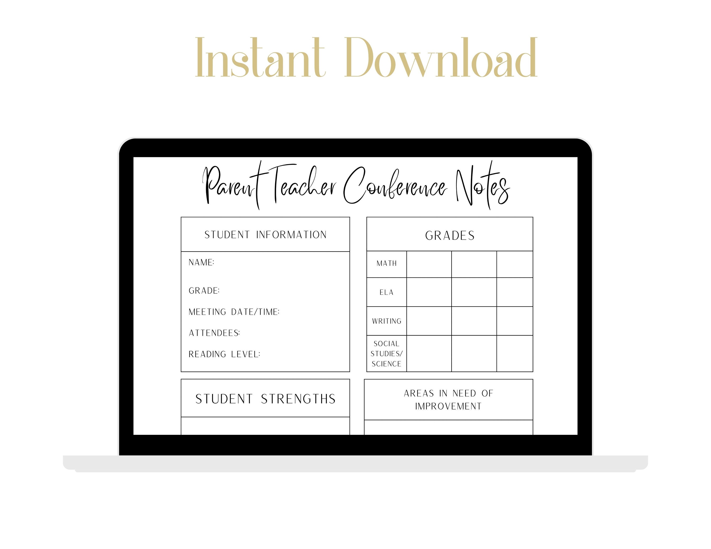 Parent Teacher Conference Printable Form for Teachers/ Special ...