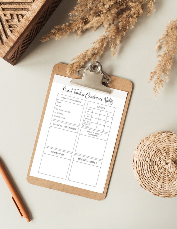 Parent Teacher Conference Printable Form Digital Print - Etsy