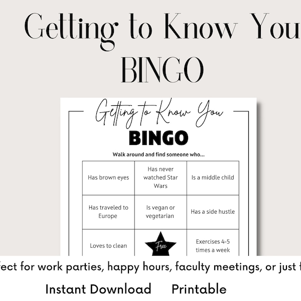 Getting to Know You Bingo - Etsy