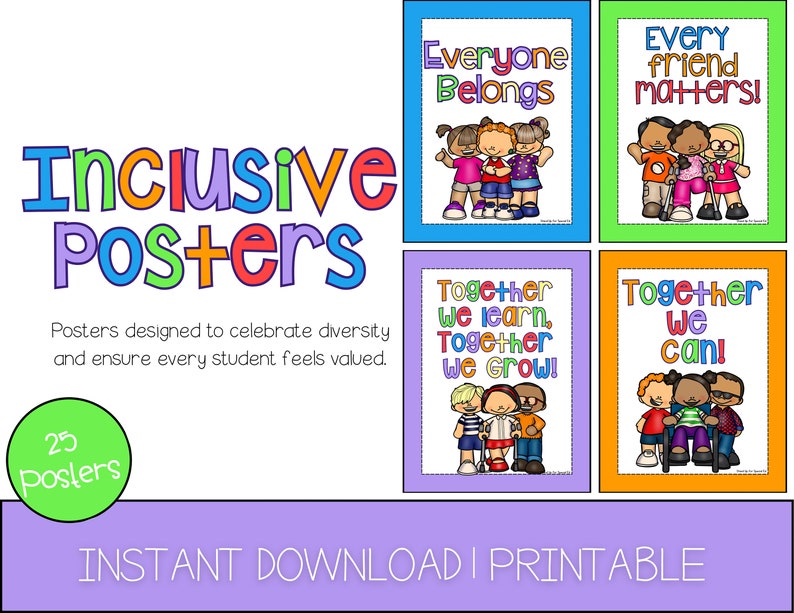 Inclusive/ Inclusion Classroom School Posters Diversity and Special ...