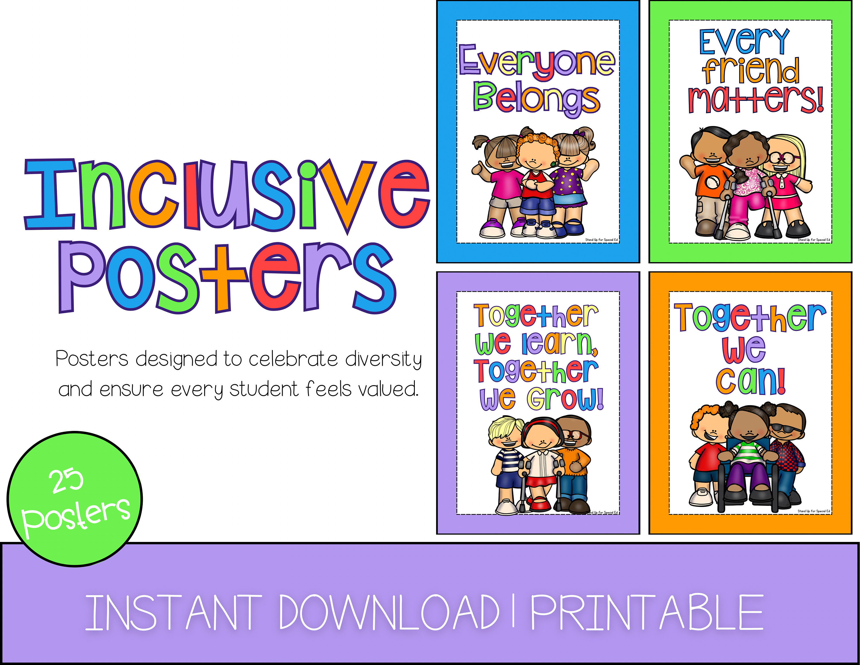 Inclusive/ Inclusion Classroom School Posters Diversity and Special ...