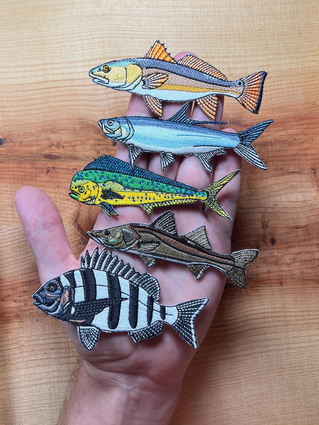 Embroidered Saltwater Fish Patch Set: Redfish, Tarpon, Mahi, Snook - Etsy