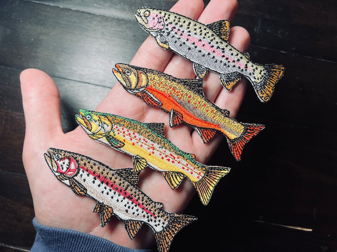 Trout Embroidered Iron-on Patch Set: Fly Fishing Patches - Etsy