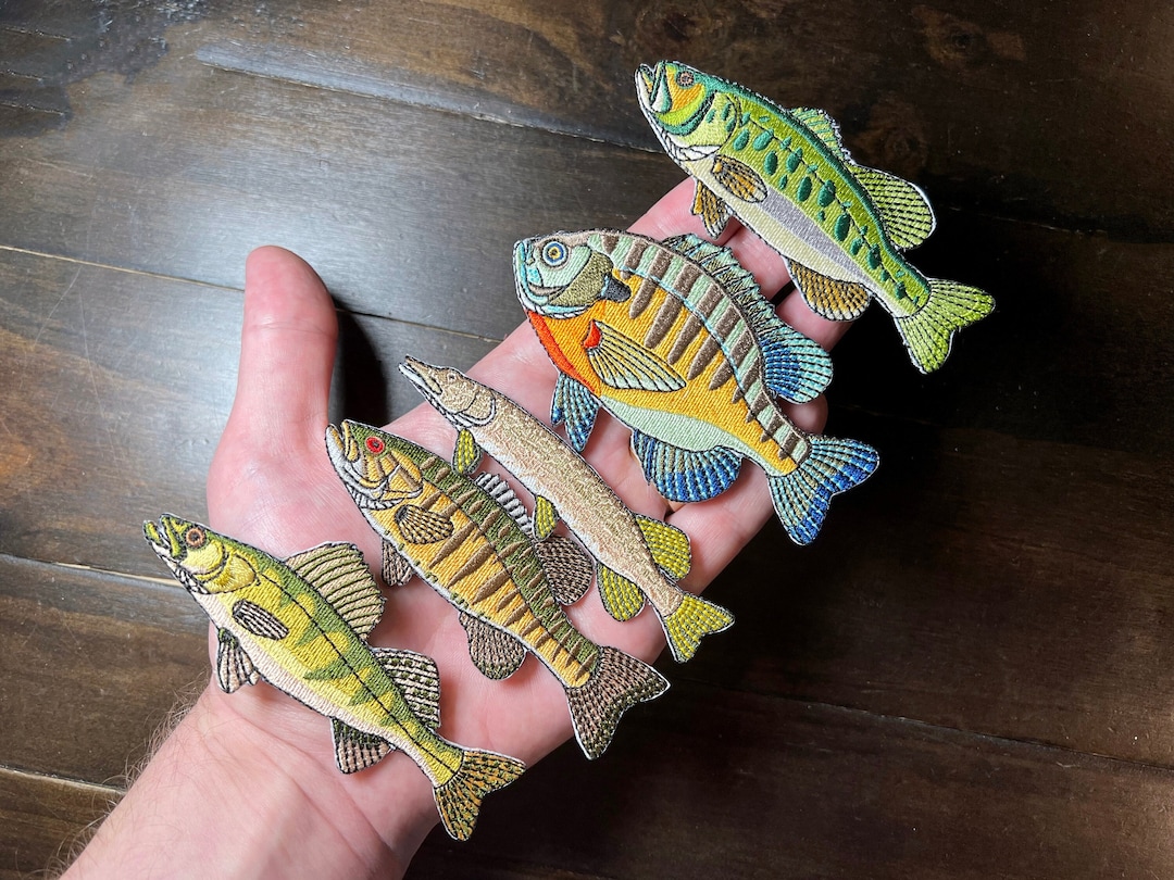 Freshwater Patch Set of 5 Largemouth Bass, Bluegill, Pike, Smallmouth ...