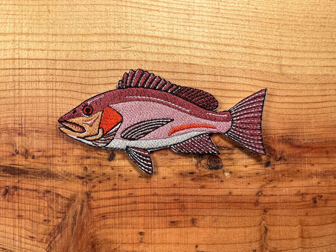 Red Snapper Iron-on Embroidered Patch | Quality Fish Patches for ...