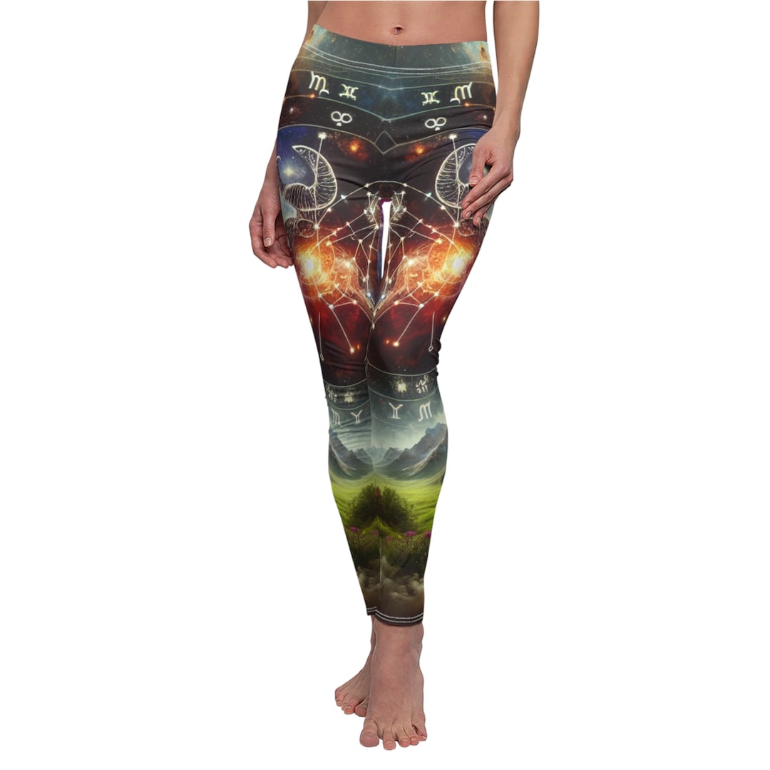 Taurus Zodiac Signs Astrology Leggings, Cosmic Printed Leggings - Etsy