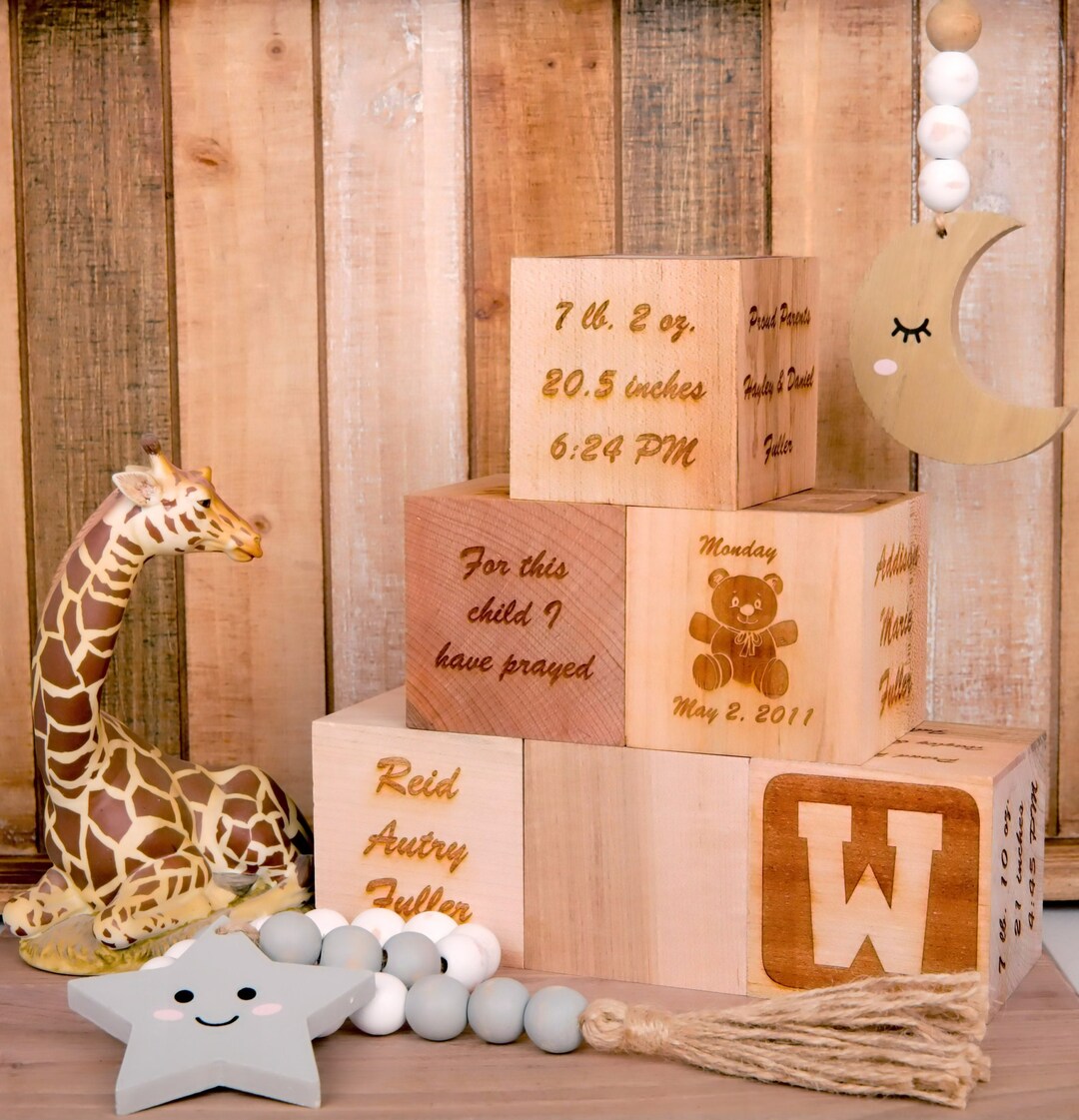 Personalized Baby Block, Wooden Birth Announcement - Etsy