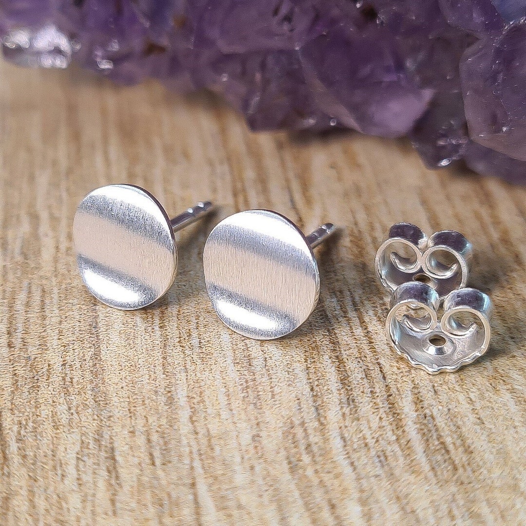 Wavy Stud Earrings Silver Stud Earrings 925 Disc Stud Earrings Matte ...