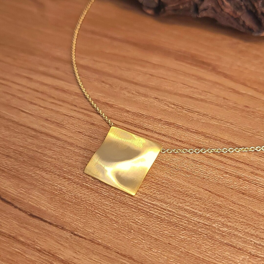 Square Pendant With Chain - Matte Chain Pendant - Square Silver Pendant ...