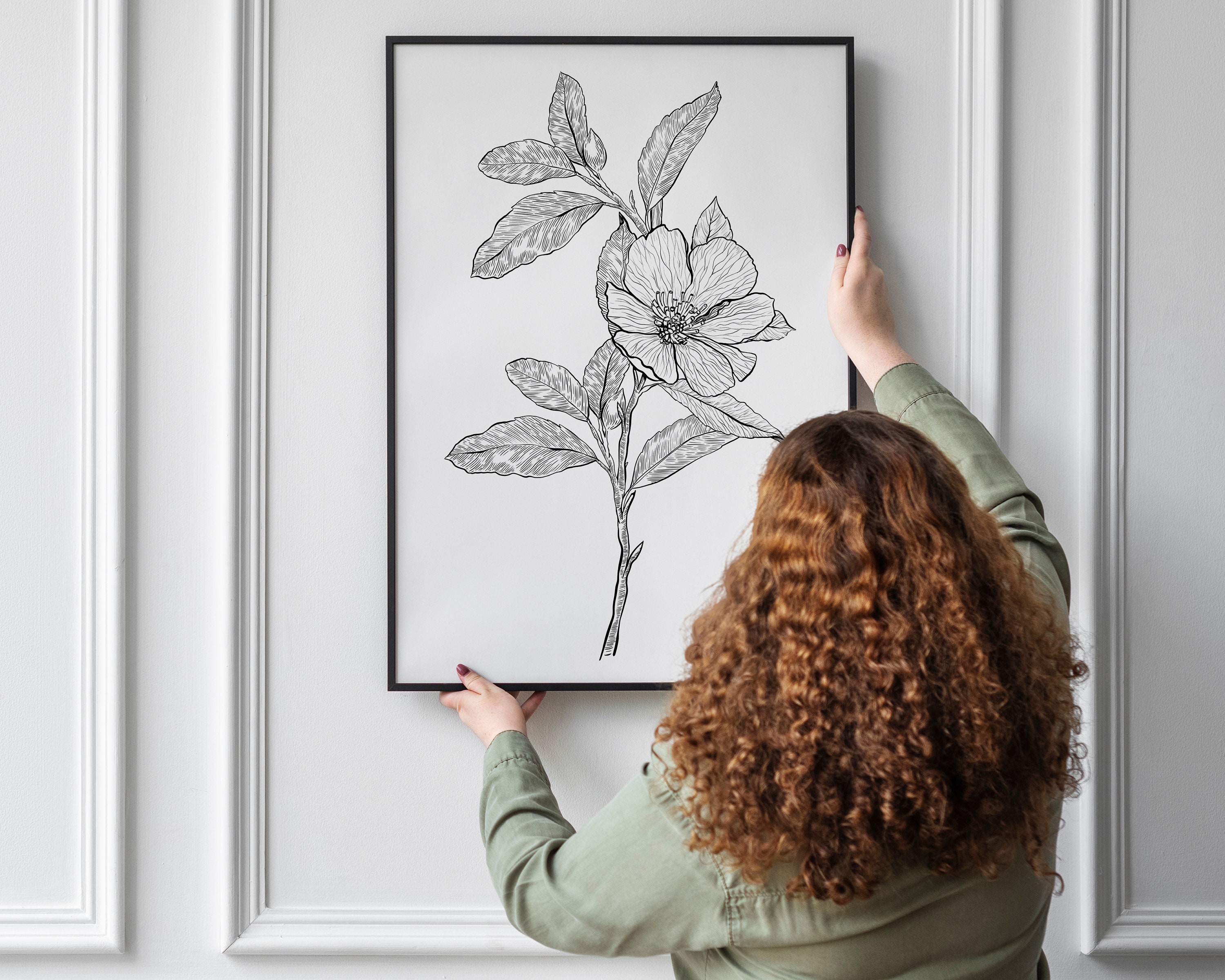 Flower Line Art Print,neutral Botanical Wall Decor,modern Minimalist ...