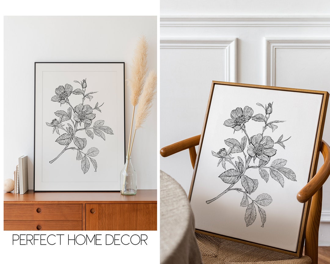 Camellia Flower Line Art Print,neutral Botanical Wall Decor,modern ...