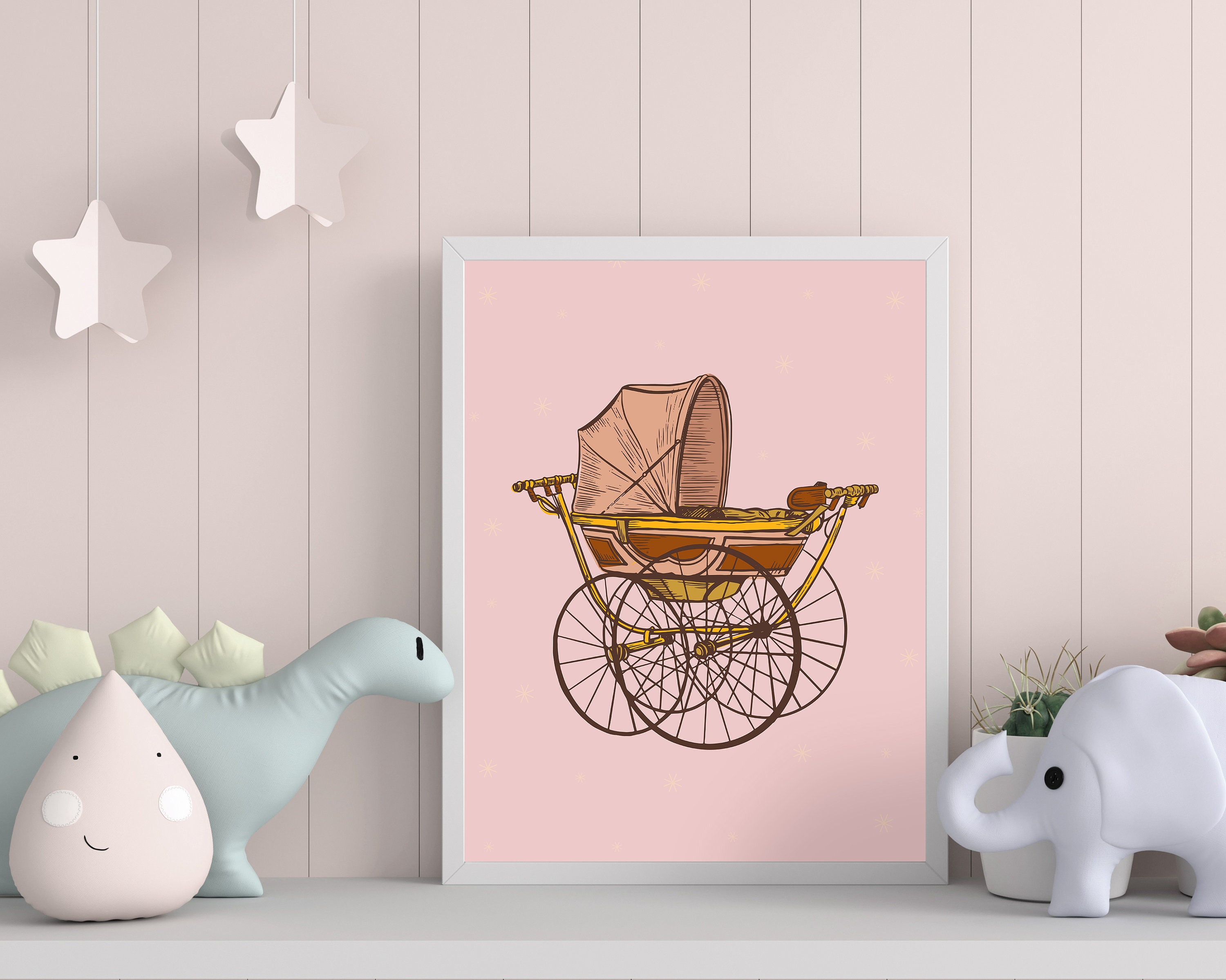 Printable Nursery Wall Art, Baby Girl Nursery, Baby Carriage Poster ...