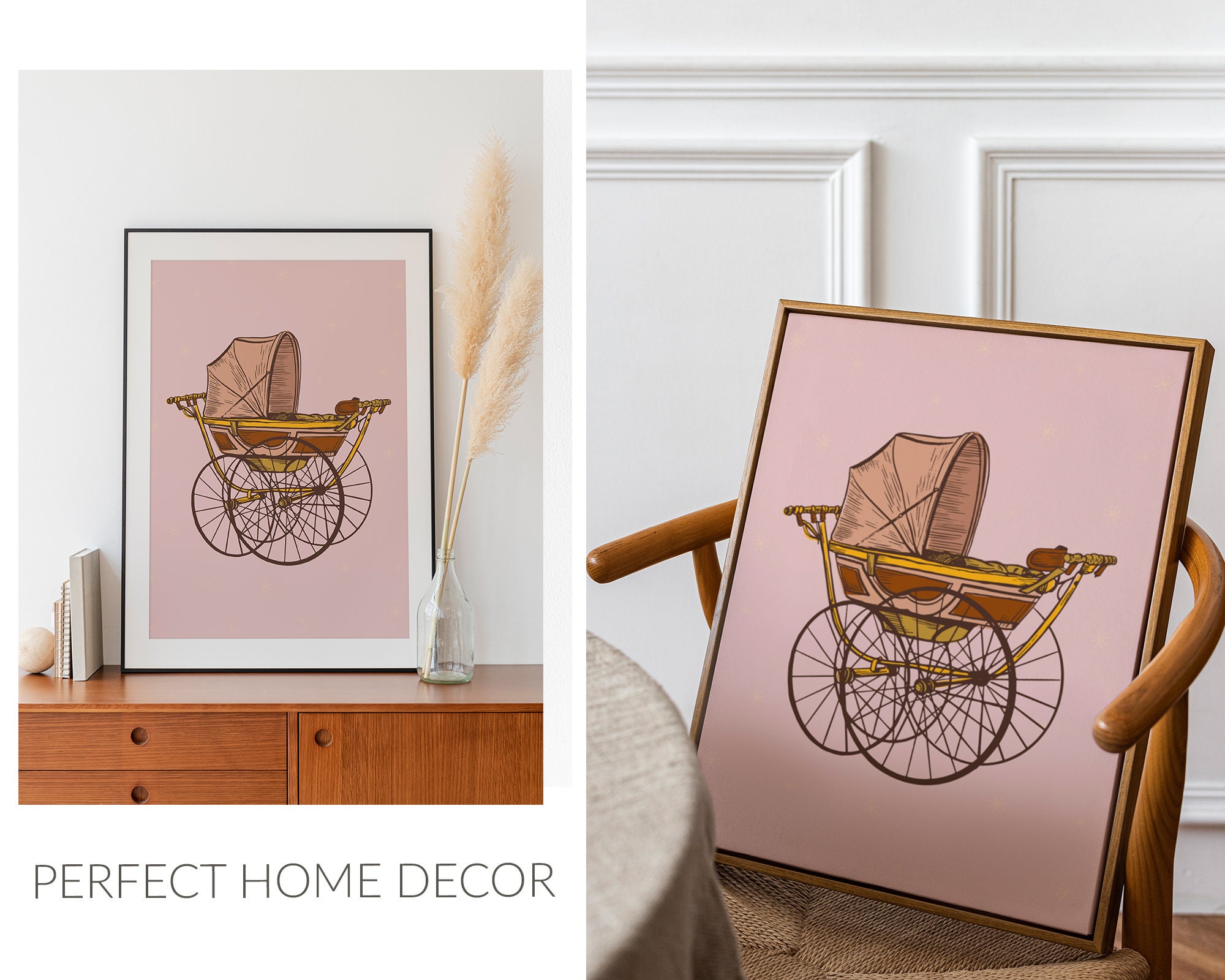 Printable Nursery Wall Art, Baby Girl Nursery, Baby Carriage Poster ...