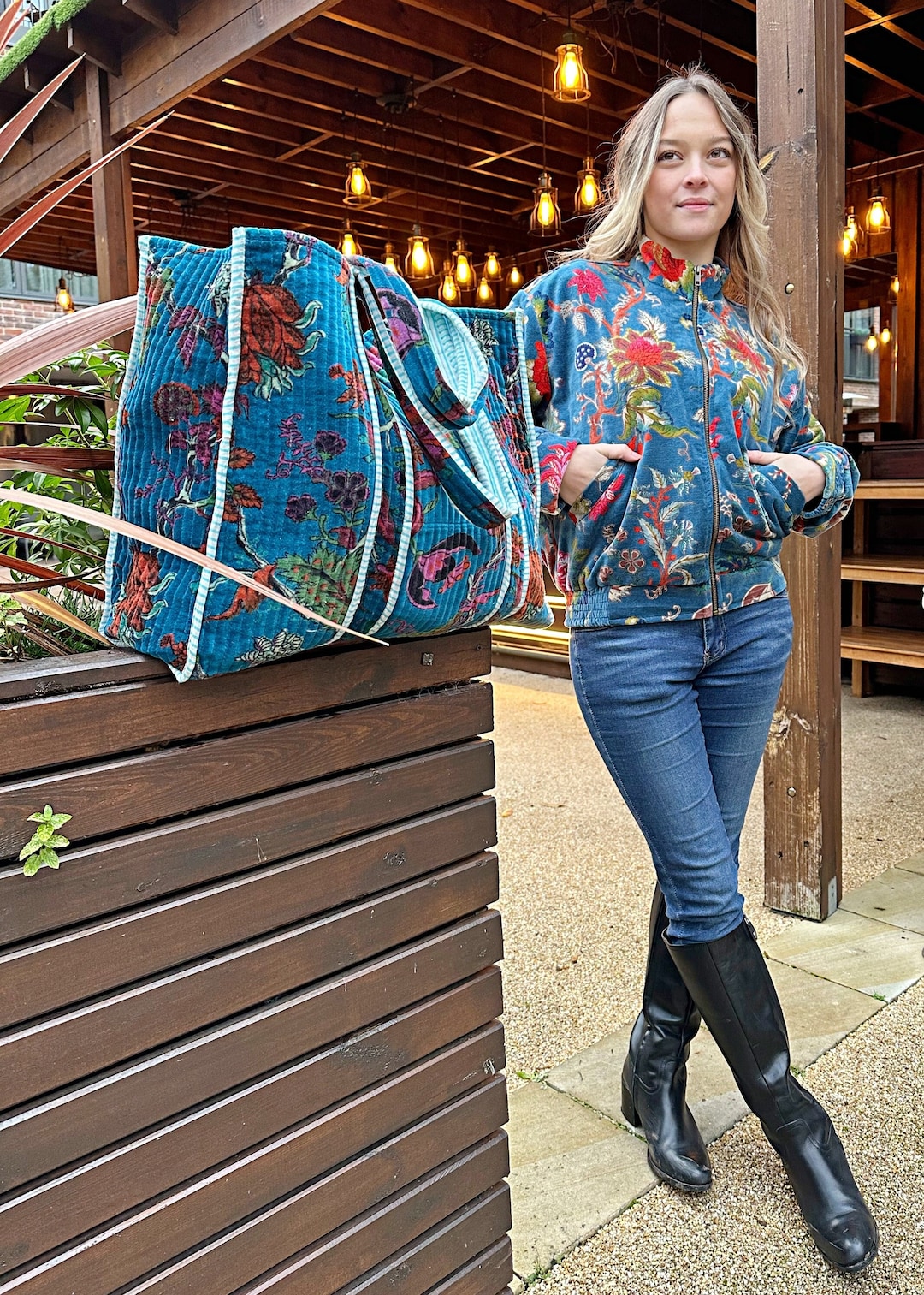 Quilted Velvet Cotton Reversible Extra Large Tote Bag Beach Weekender ...