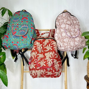 Quilted Cotton Handprint Large Backpack Eco Friendly Sustainable Sturdy ...
