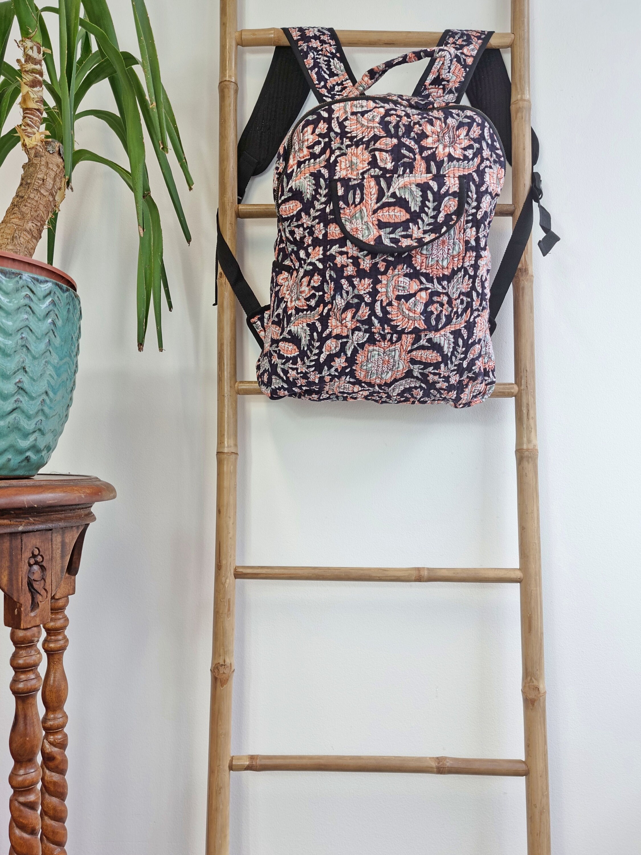 Quilted Cotton Handprint Large Backpack Eco Friendly Sustainable Sturdy ...