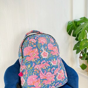 Quilted Cotton Handprint Large Blue Pink Bag-pack Eco Friendly ...