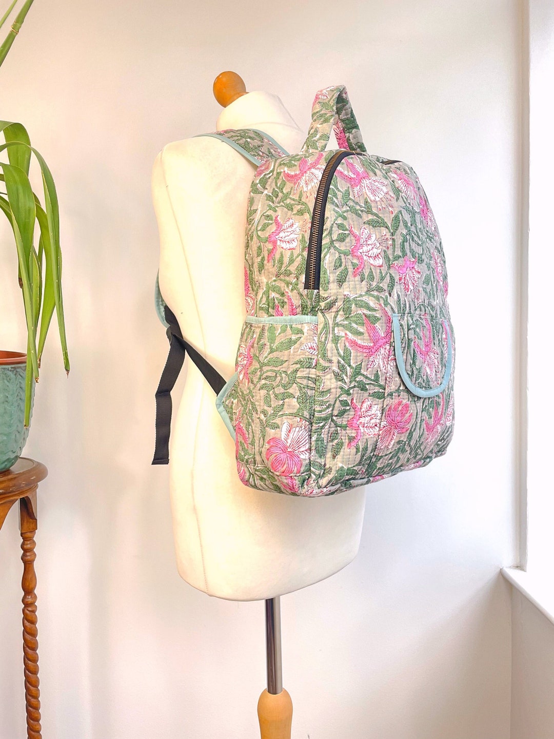 Quilted Cotton Handprint Large Backpack Eco Friendly Sustainable Sturdy ...