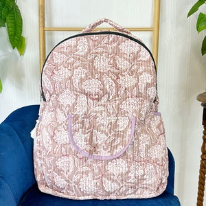 Quilted Cotton Handprint Large Backpack Eco Friendly Sustainable Sturdy ...