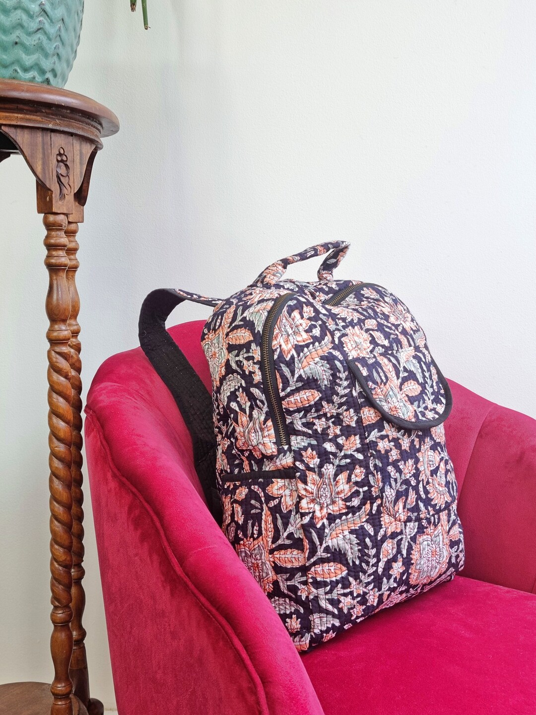 Quilted Cotton Handprint Large Backpack Eco Friendly Sustainable Sturdy ...