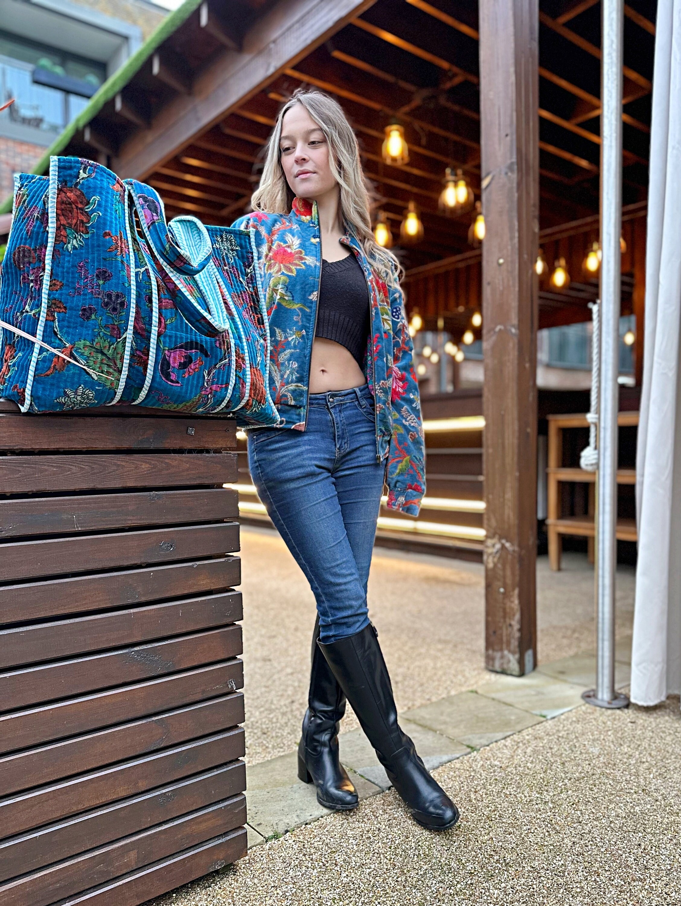 Quilted Velvet Cotton Reversible Extra Large Tote Bag Beach Weekender ...