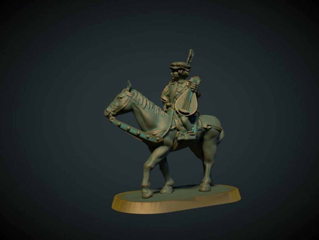 Mounted Bard, 28mm RPG Miniature, 2x1 Briteminis - Etsy