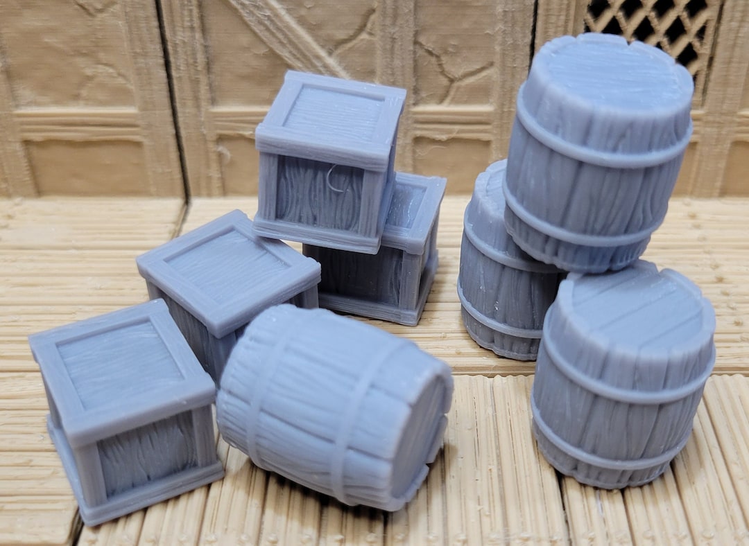 Crates and Barrels 4 of Each, Dnd Props, Dungeons and Dragons - Etsy